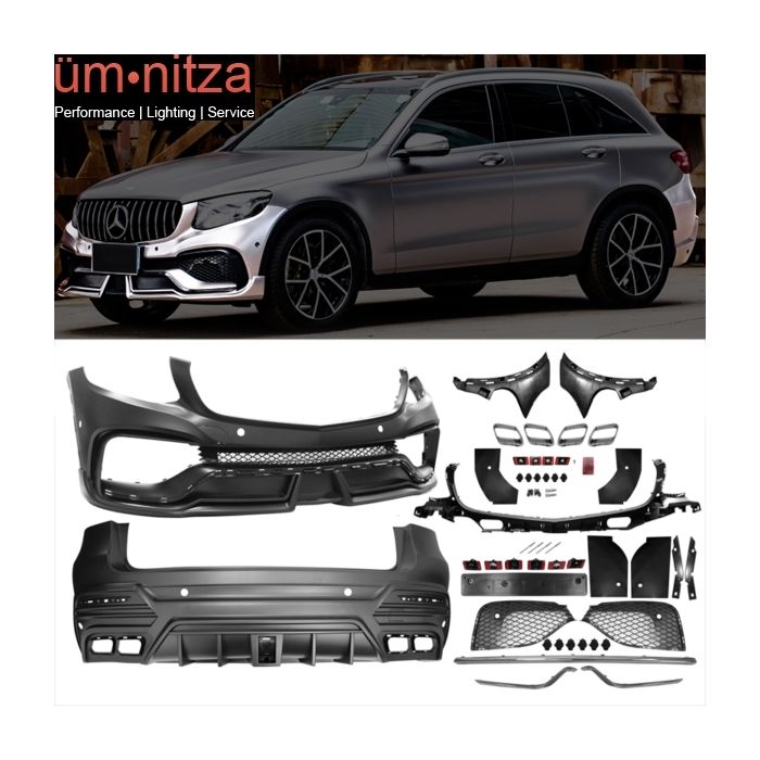 Fits 16-18 Benz W253 GLC 63 Couple Style Front + Rear Bumper Conversion ...