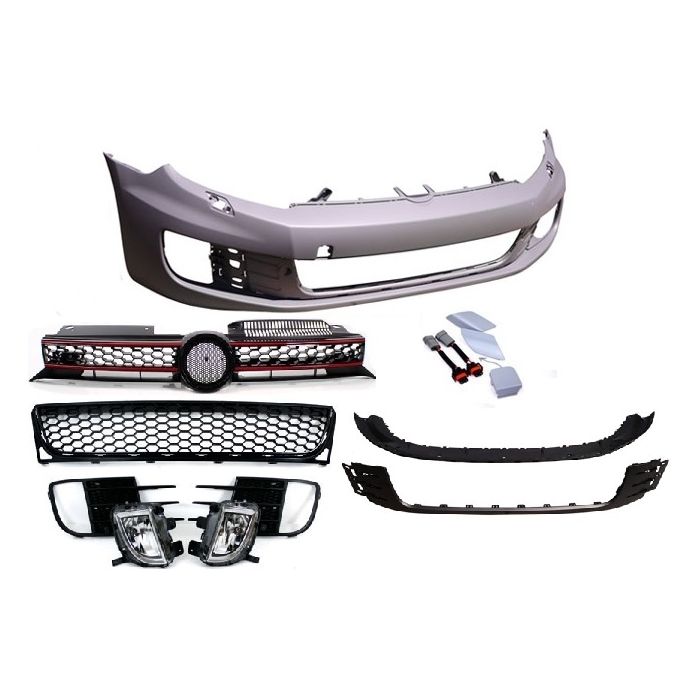 10-14 VW MK6 Golf/Jetta Sportwagen GTI Style Front Bumper w/ Fogs + Grilles