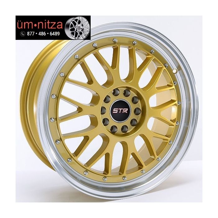 STR 601 20X10.5 5X114.3 et20 GOLD MACHINE LIP Wheel (1 Rim Only)