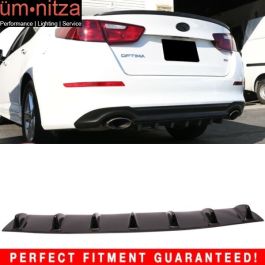 Fits Kia Optima K5 V1 Style Rear Bumper Lip Diffuser 7 Fin Gloss Black ABS