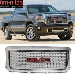 Fits 14-15 Sierra 1500 Denali Front Bumper Hood Mesh Grille + Red GMC ...