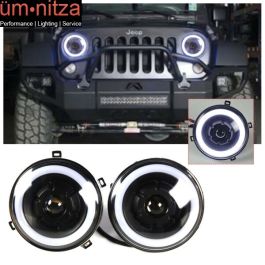 Fits 97-16 Jeep Wrangler 7 Inch Halo Angel Eyes LED Projector ...