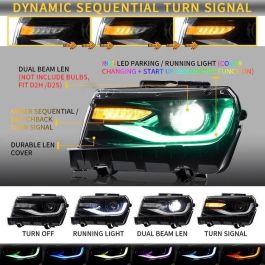 Vland RGB Dual Beam Headlights For Chevy Camaro 2014 2015 With Amber ...